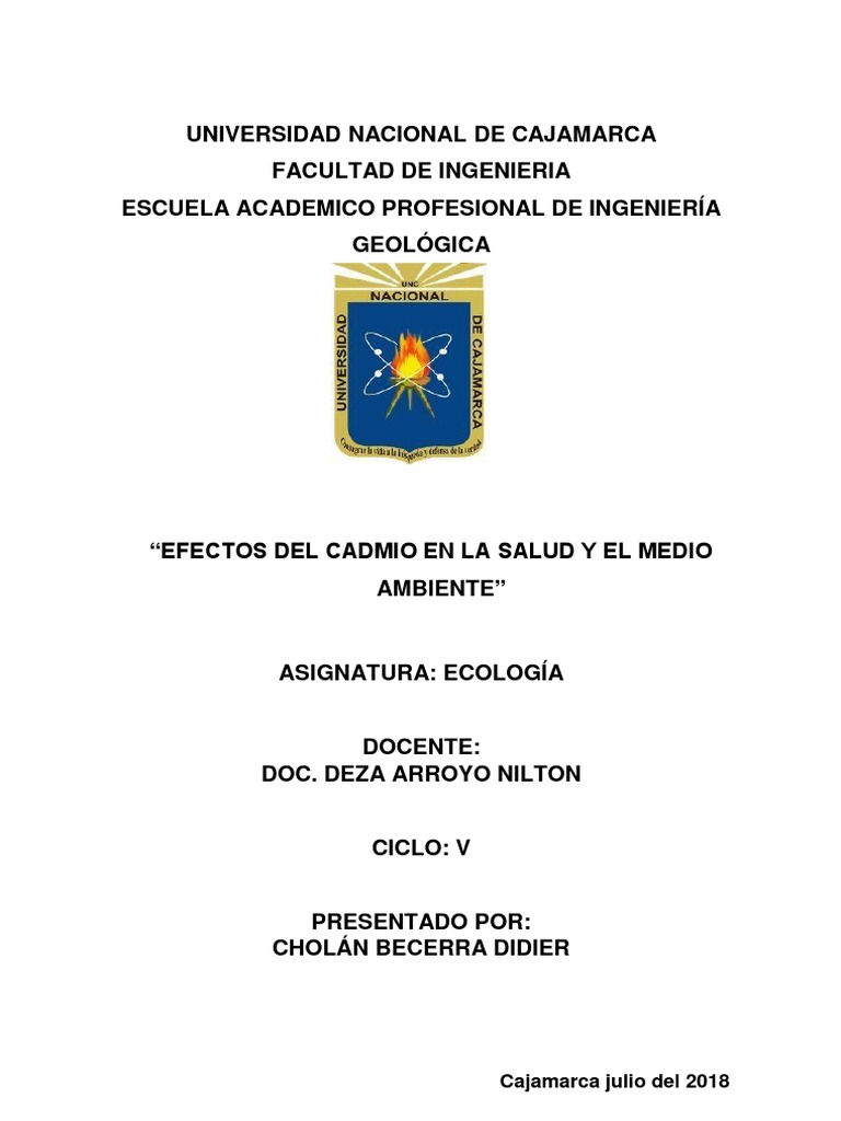 Efectos del Cadmio en Salud y Ambiente | PDF | Cadmio | Fumar tabaco