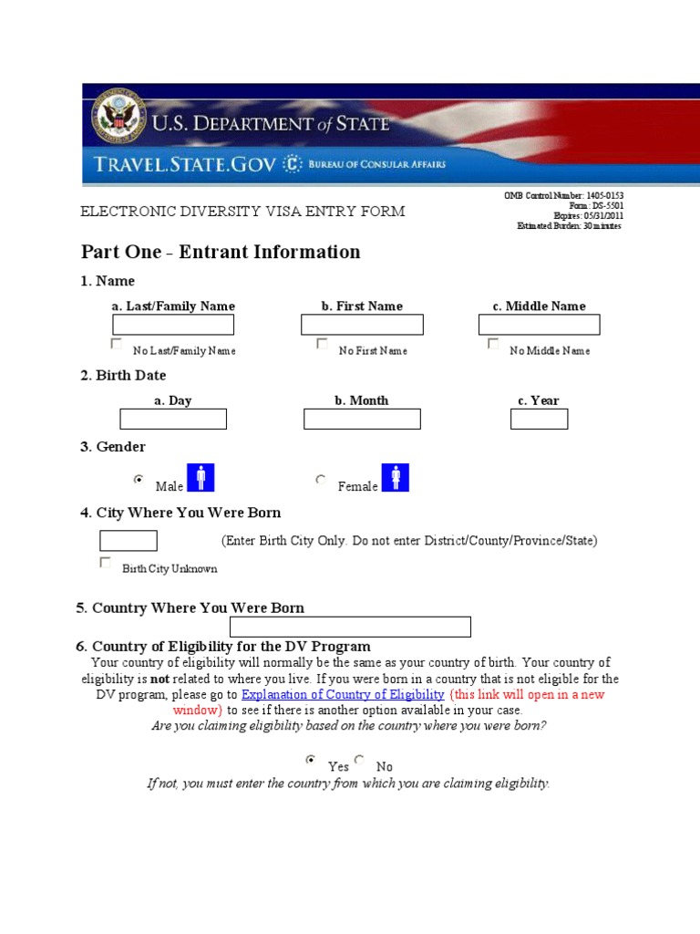 Electronic Diversity Visa Entry Form | PDF | Academic Degree | Travel Visa