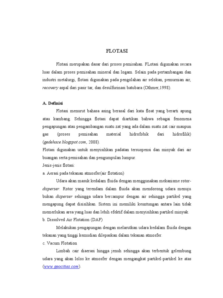 Flotasi 1 | PDF