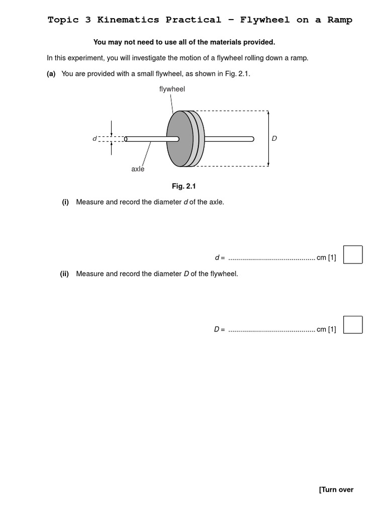 9702 Motion of A Flywheel On A Ramp Practical | PDF | Copyright
