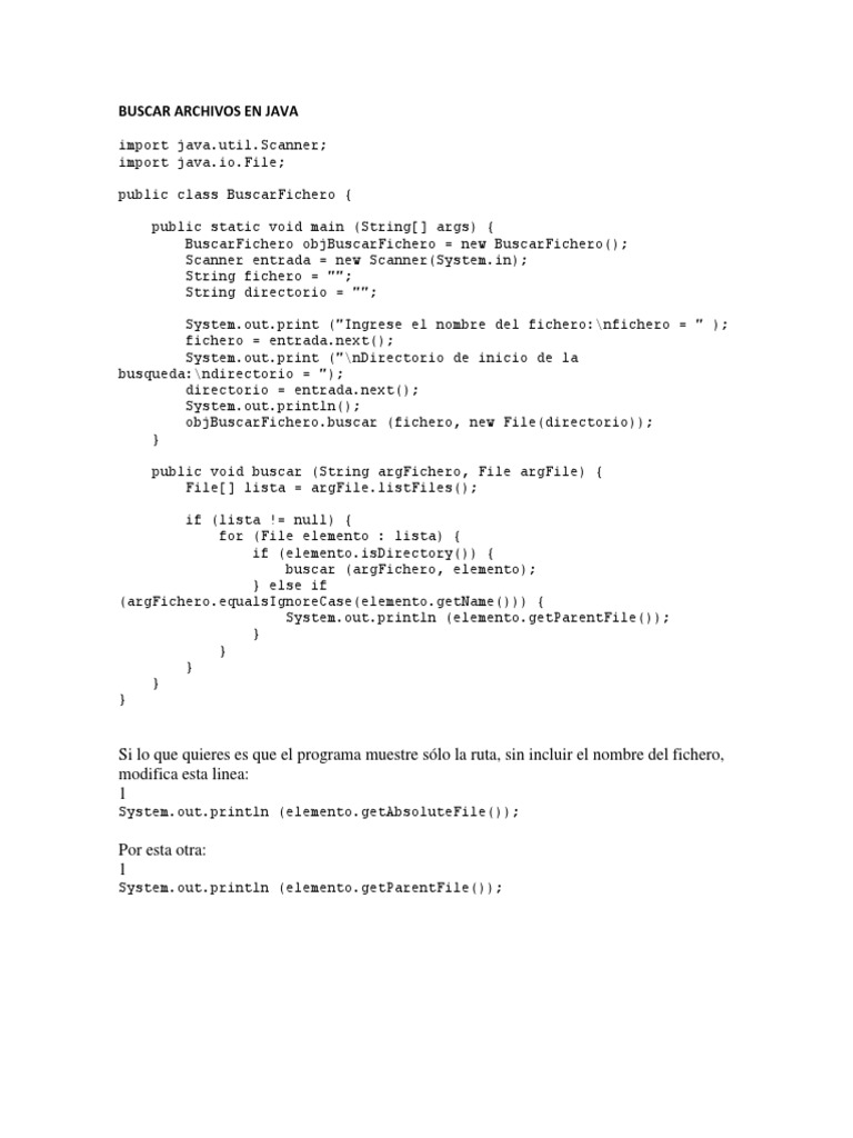 Buscar Archivos en Java | PDF | Objeto (informática) | Archivo de computadora