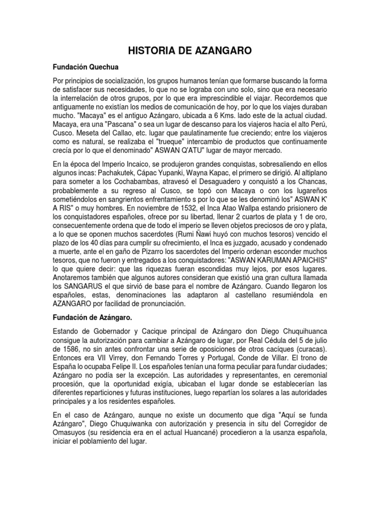 Historia de Azangaro | PDF