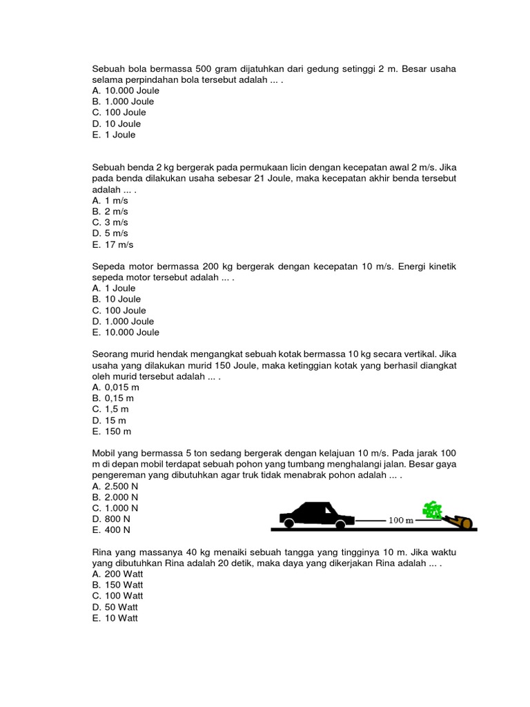 Latihan Soal Fisika: Usaha, Energi, dan Daya | PDF | Griya & Taman | Sains & Matematika