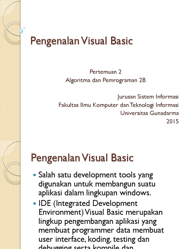 Pengenalan Visual Basic | PDF | Komputer