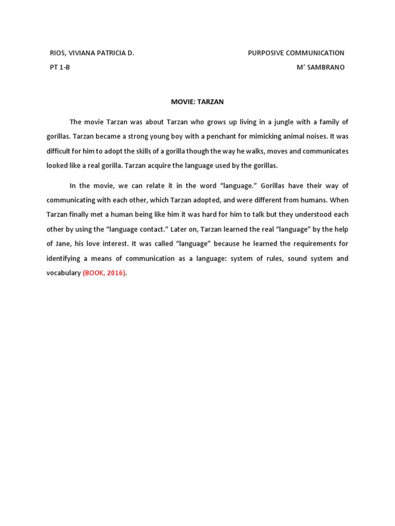 Movie: Tarzan: (BOOK, 2016) | PDF | Language Acquisition | Tarzan