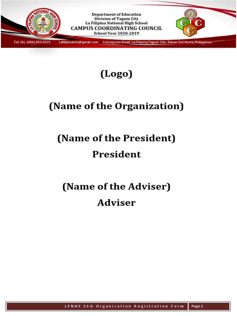 SSG Registration Form For Clubs and Organizations | PDF | Ratification ...