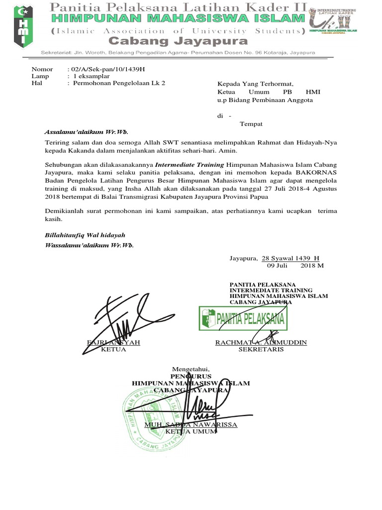 Surat Untuk BPL PB HMI1 | PDF