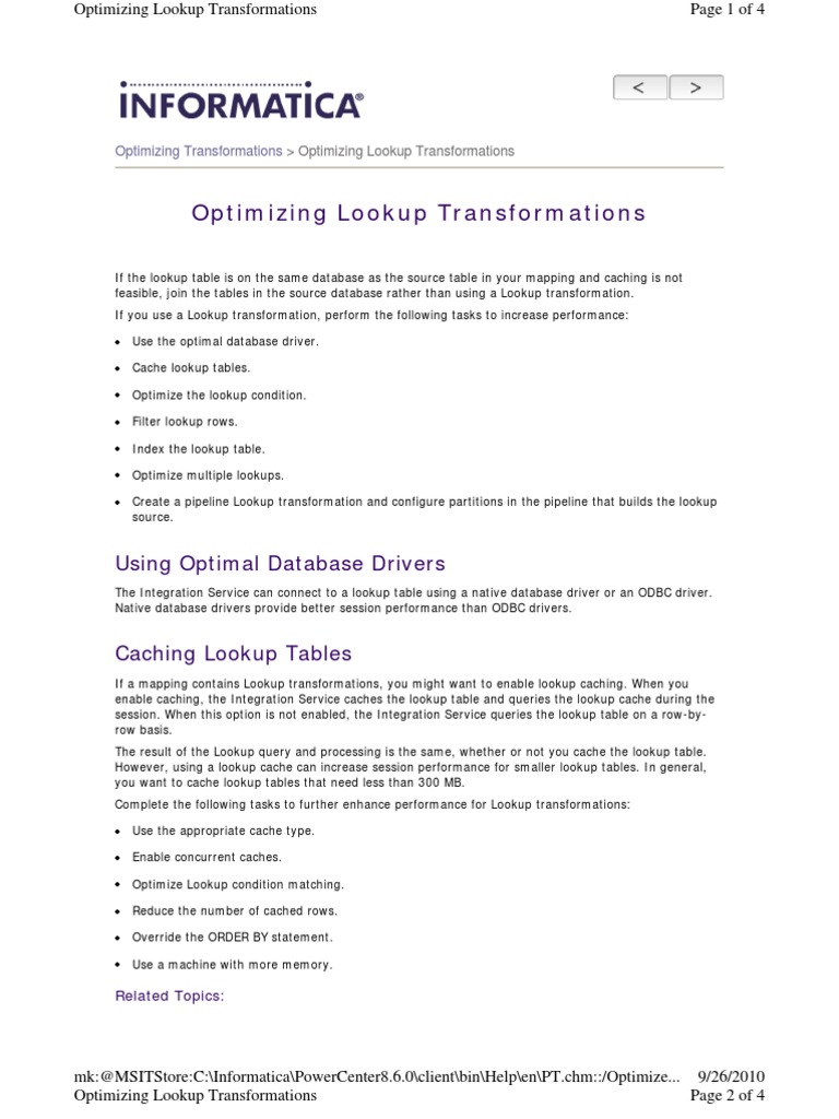 Optimizing Lookup Transformations: Using Optimal Database Drivers | PDF | Database Index | Cache ...