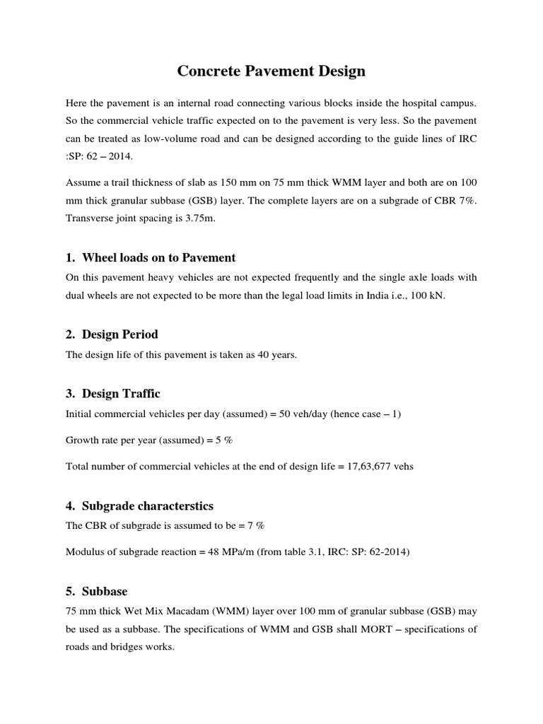 Design of a 150 mm Thick Concrete Pavement for a Low-Volume Hospital ...