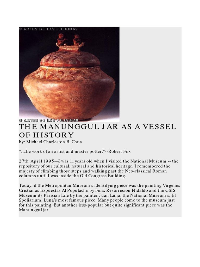 Manunggul Jar and The Early Practice of Burial in The Philippines | PDF ...