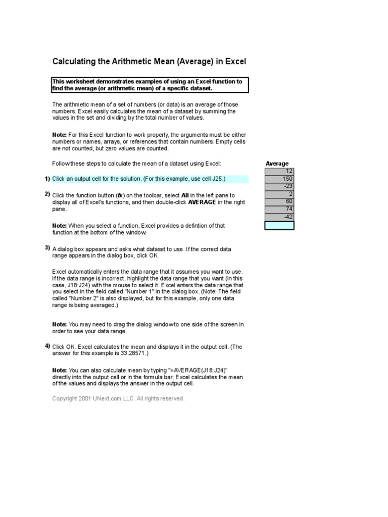 Tutorial Excel Mean | PDF | Microsoft Excel | Mean