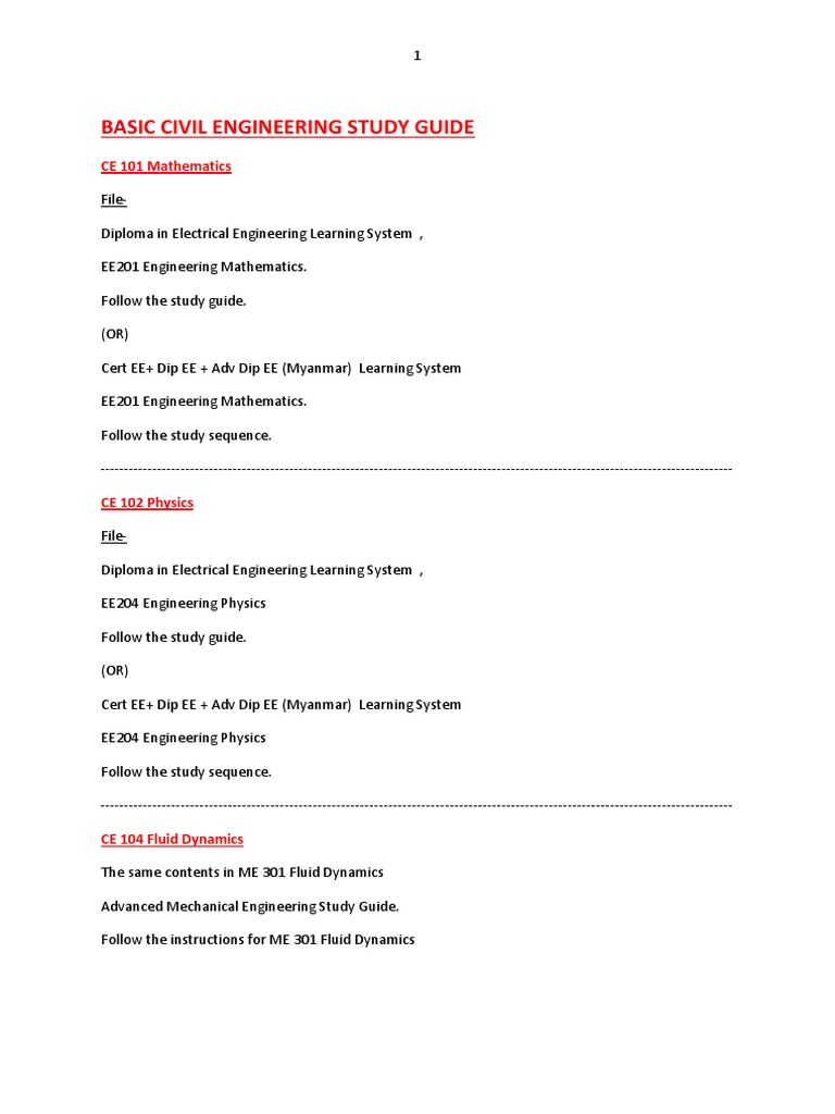 Basic Civil Engineering Study Guide: CE 101 Mathematics | PDF | Framing ...