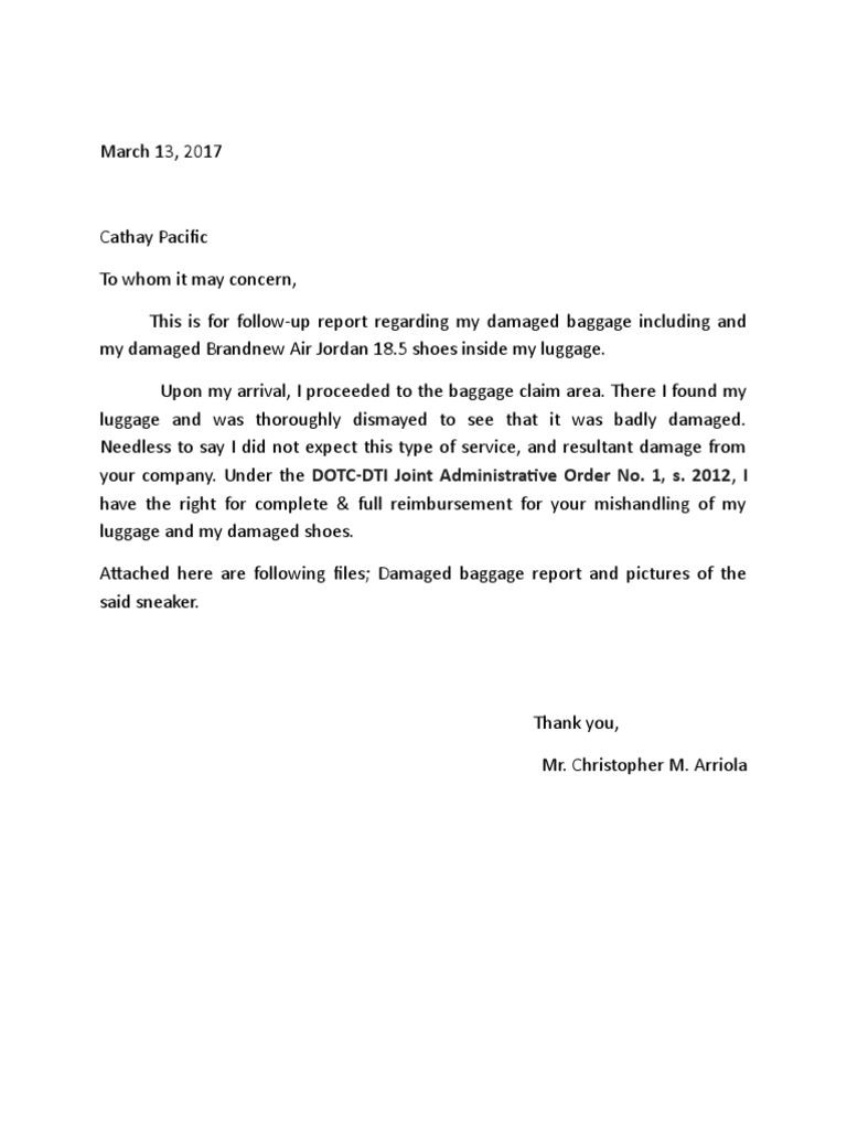 Baggage Letter | PDF