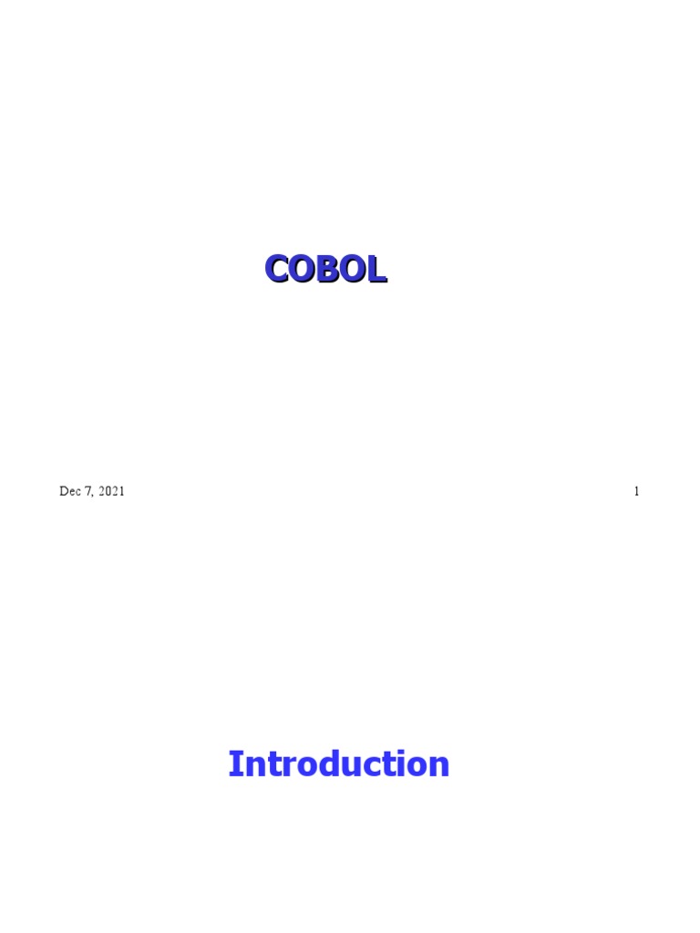 Cobol | PDF | Integer (Computer Science) | Software Engineering