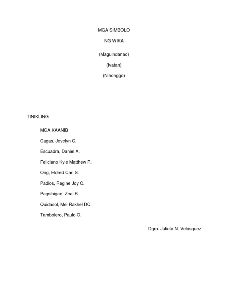 Mga Simbolo Ng Wika Pdf