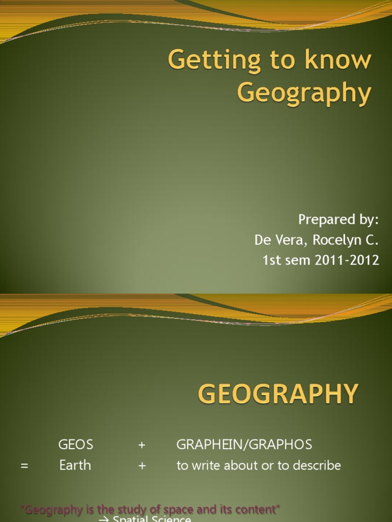 Lecture 1. Intro To Geography PDF | PDF | Geography | Natural Environment
