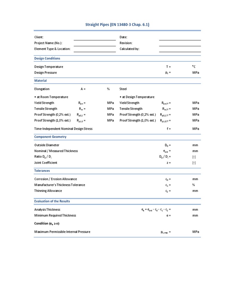 EN 13480-3 Straight Pipes PDF | PDF