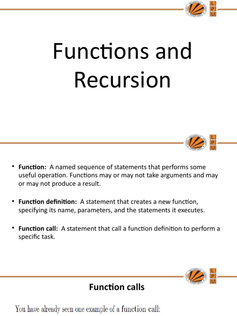 Function And Recursion Of Python Pdf Parameter Computer