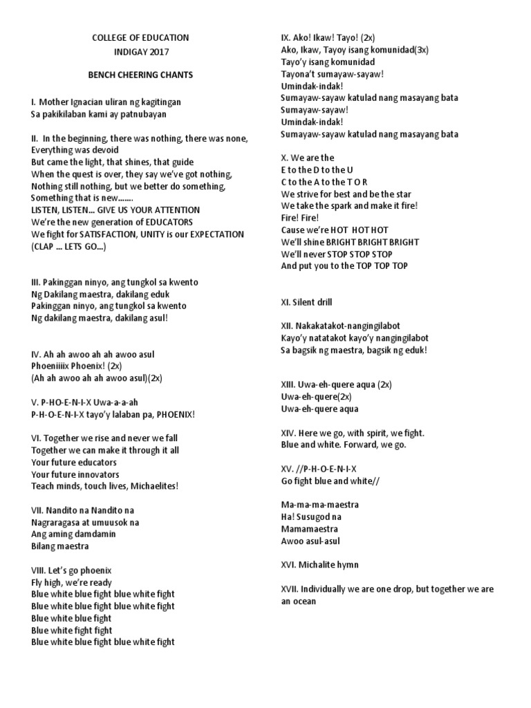 College of Education Cheering Chants | PDF | Leisure