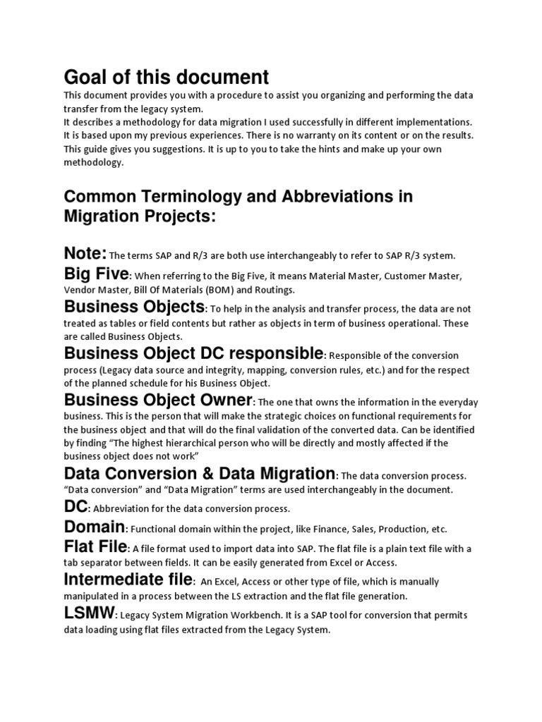 SAP Data Migration Methodology | PDF | Data | Business
