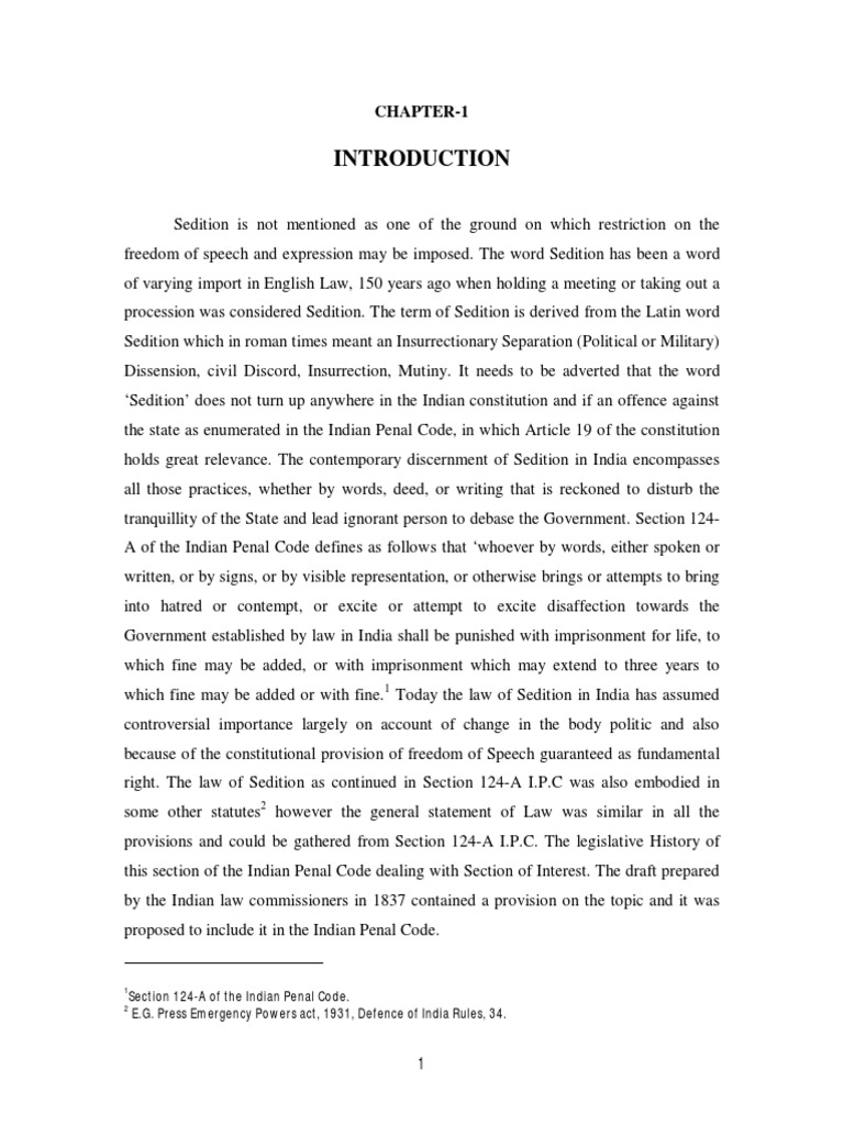 07 - Chapter 1.PDF - Shodganga Introduction of Sedition | PDF | Public Law | Government Information