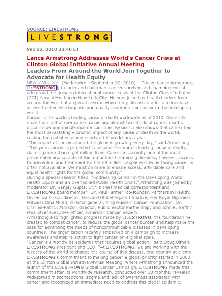 Livestrong | PDF | Cancer Survivor | Cancer