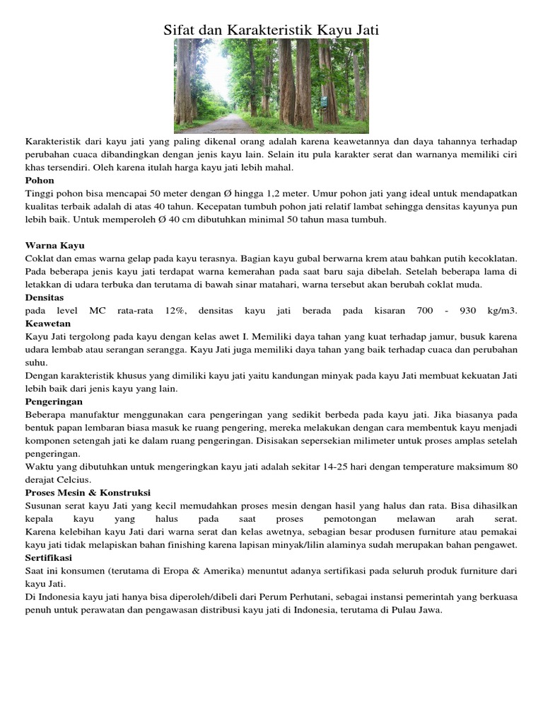 Sifat Dan Karakteristik Kayu Jati | PDF