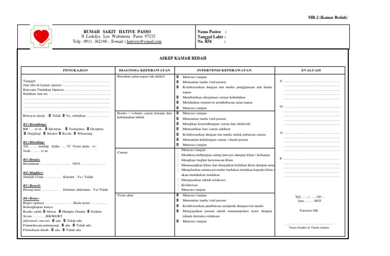 Form Askep Kamar Bedah | PDF