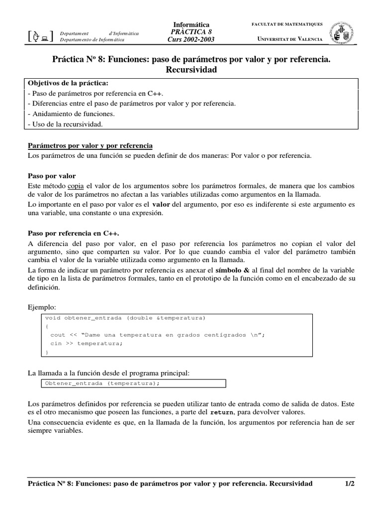 Paso Por Valor y Por Referencia PDF | PDF | Función (Matemáticas ...