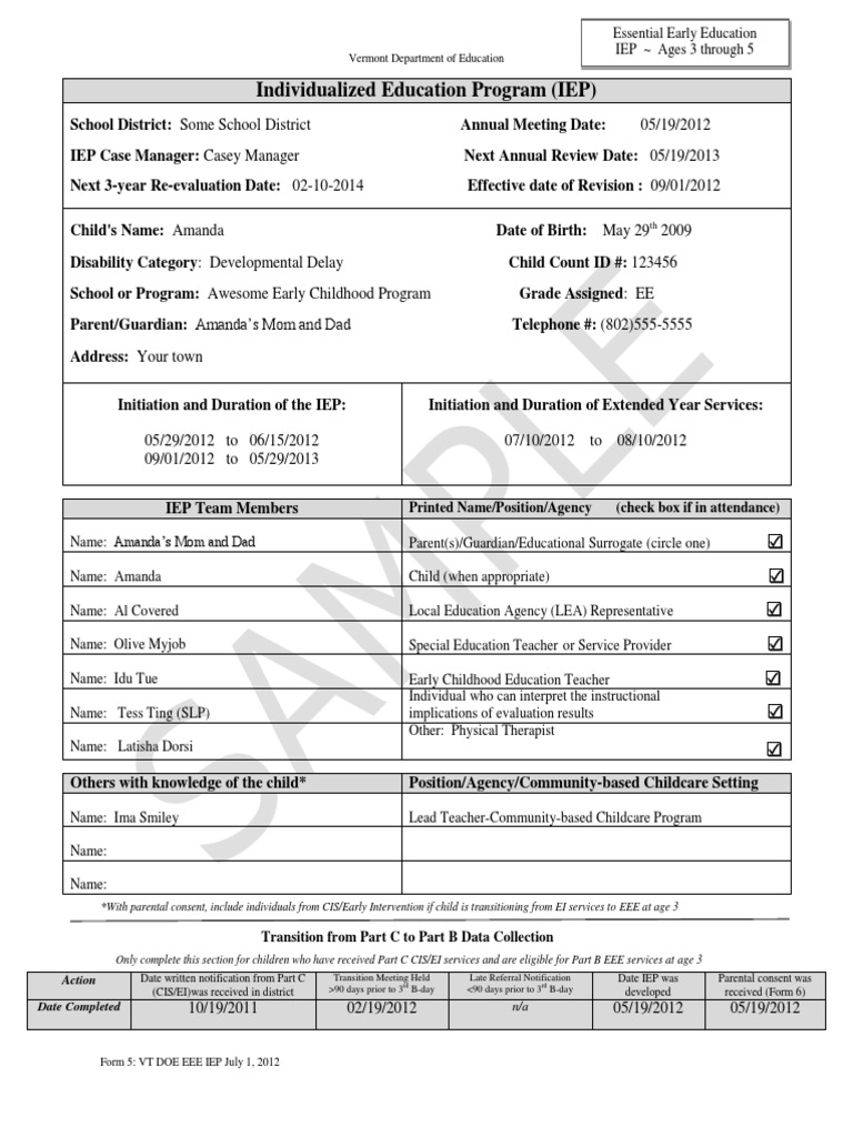 Eee Iepsamplenovember15th2012 | PDF | Individualized Education Program ...