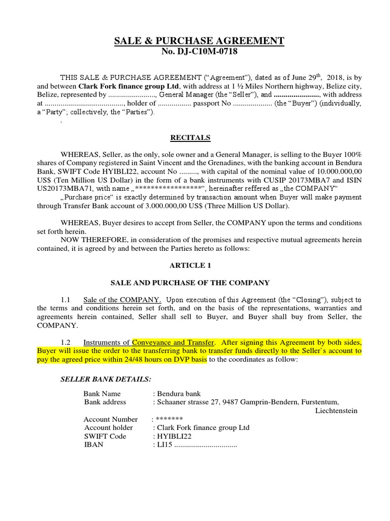 CFFG Agreement DJ c10m 0718 | PDF | Sales | Banks