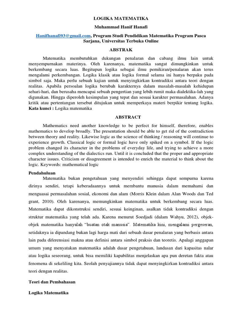 Pengantar Logika Matematika dan Operasinya | PDF