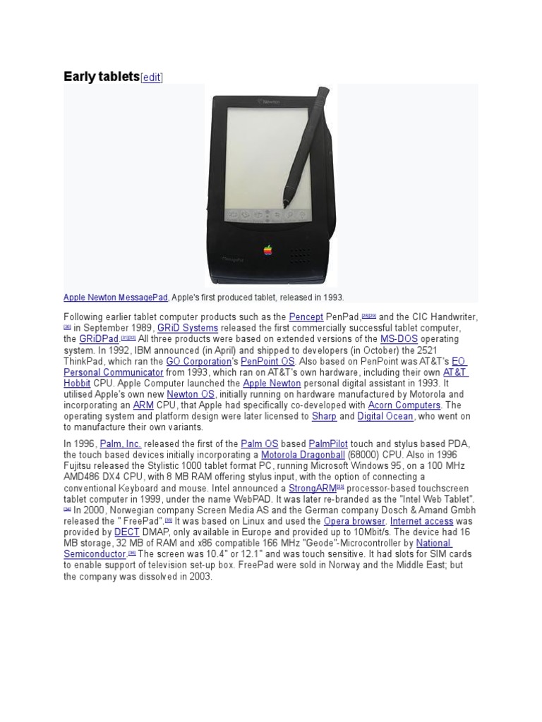 Early Tablets | PDF | Tablet Computer | I Pad