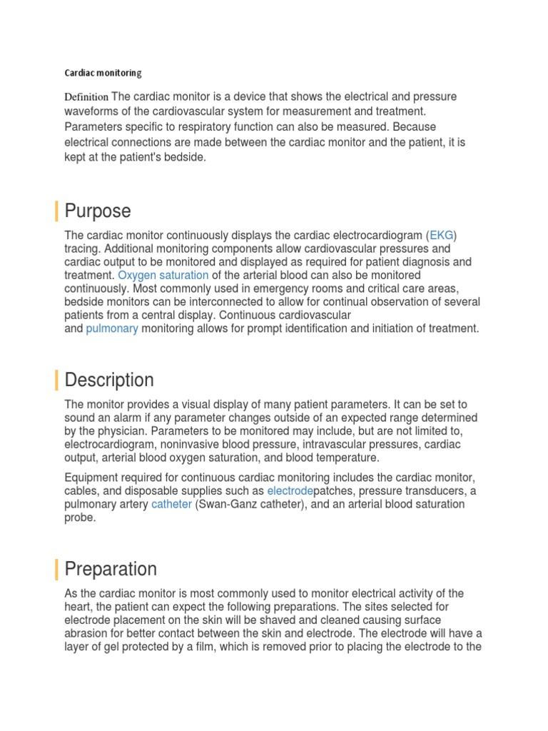 Purpose: Cardiac Monitoring | Download Free PDF | Electrocardiography ...