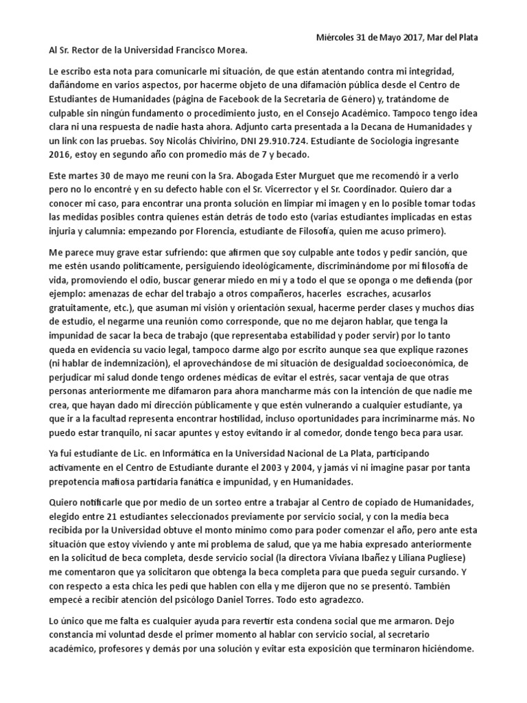 Carta Al Rector | PDF