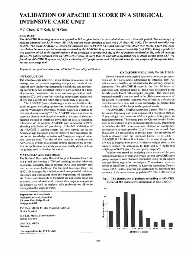 Apache 2 | PDF | Intensive Care Unit | Intensive Care Medicine