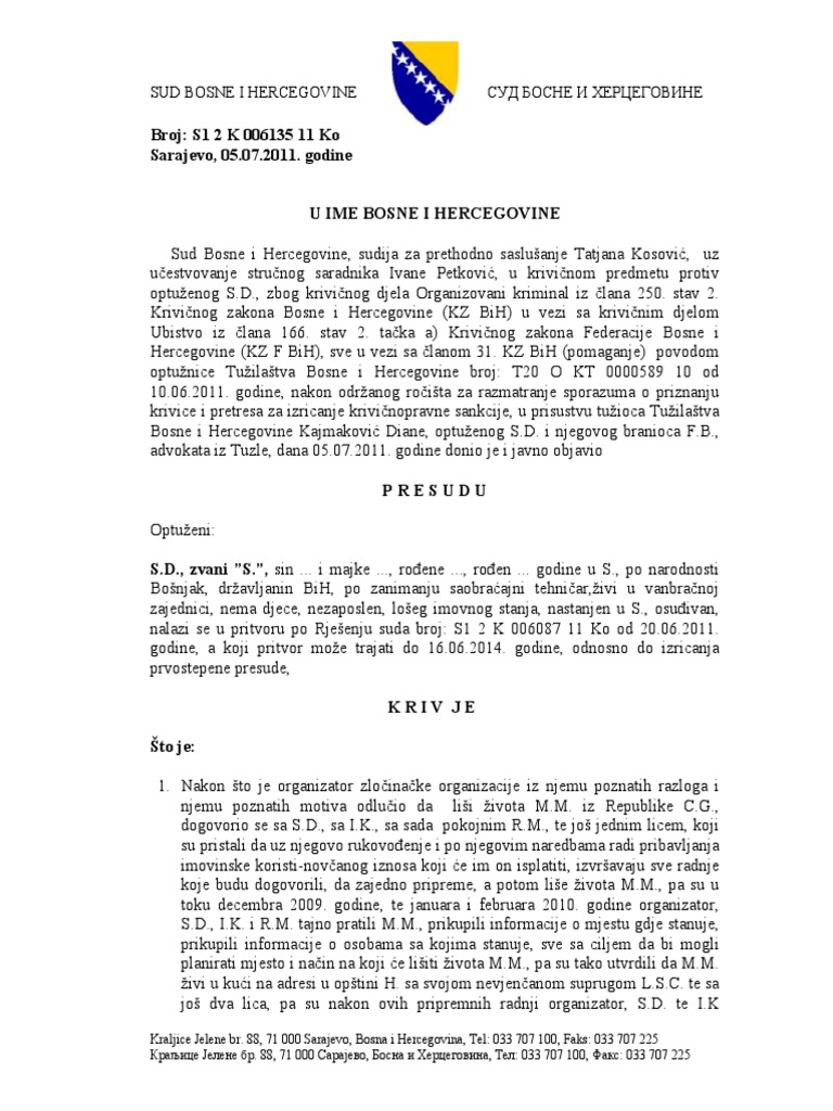 Dumanjic Sead - Presuda 05 07 2011 | PDF