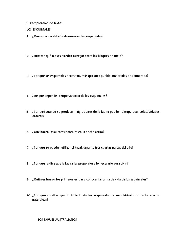 Preguntas Comprensión de Textos Prolec-Se | PDF | Viajes y turismo