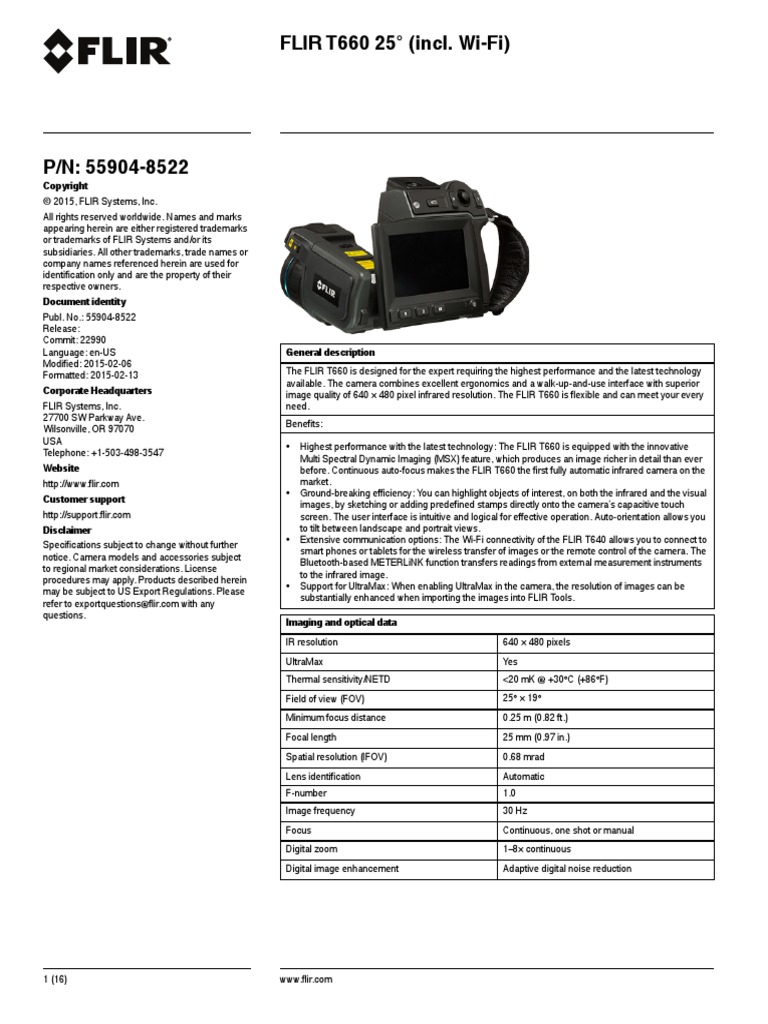 Flir t660 Datasheet PDF | PDF | Usb | Battery Charger