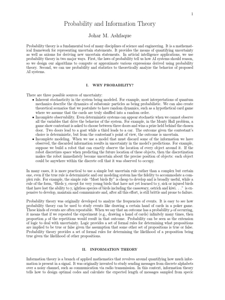 Probability and Information Theory PDF | PDF | Probability | Information