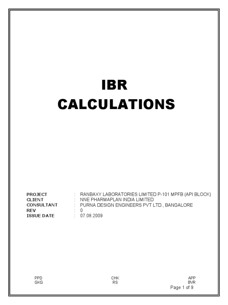 Ibr Calculations | PDF | Pipe (Fluid Conveyance) | Materials