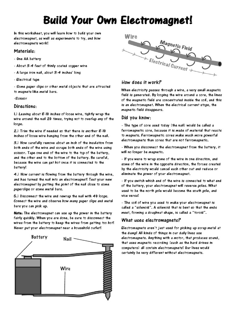 Electromagnet Activity | PDF | Wire | Magnetic Field