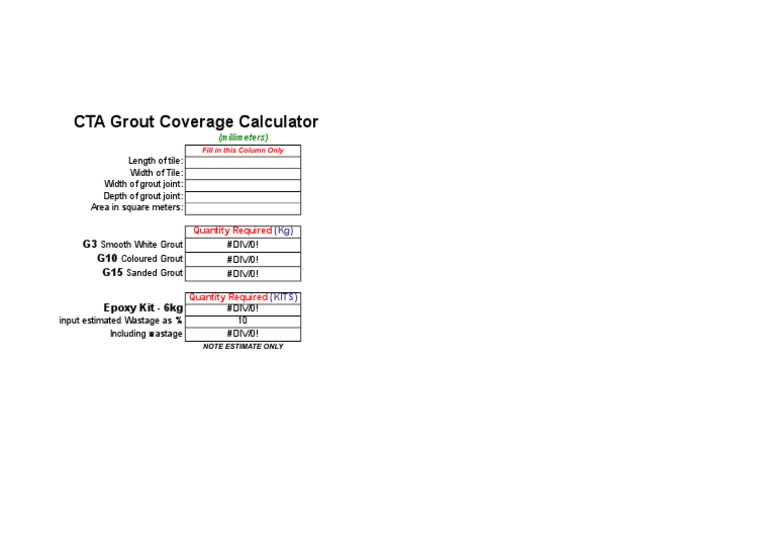Grout Calculator For Tile | PDF | Masonry | Building Materials