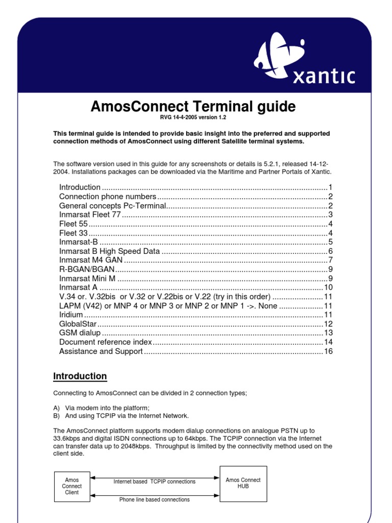 Amos Connect Terminal Guide v1.2 | PDF | Modem | Computer Network