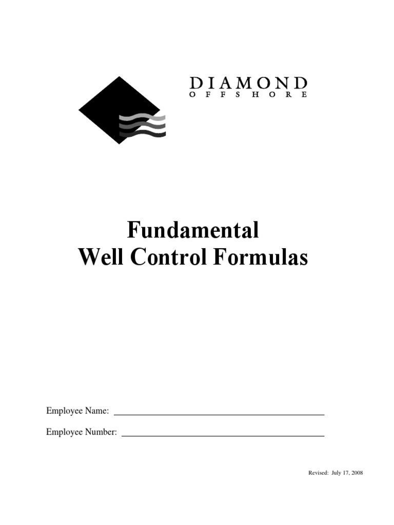 Formulas Well Control | PDF | Chemical Engineering | Energy Technology