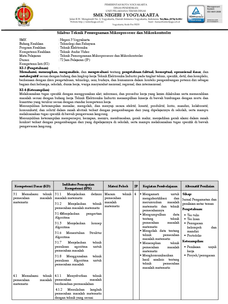 Silabus Teknik Pemrograman SMK 3 Yogya | PDF