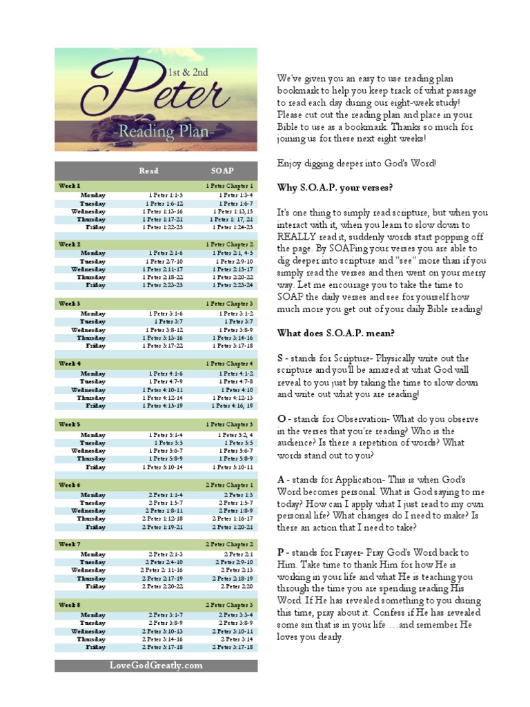 1 2 Peter Reading Plan | PDF | Saint Peter | Prayer