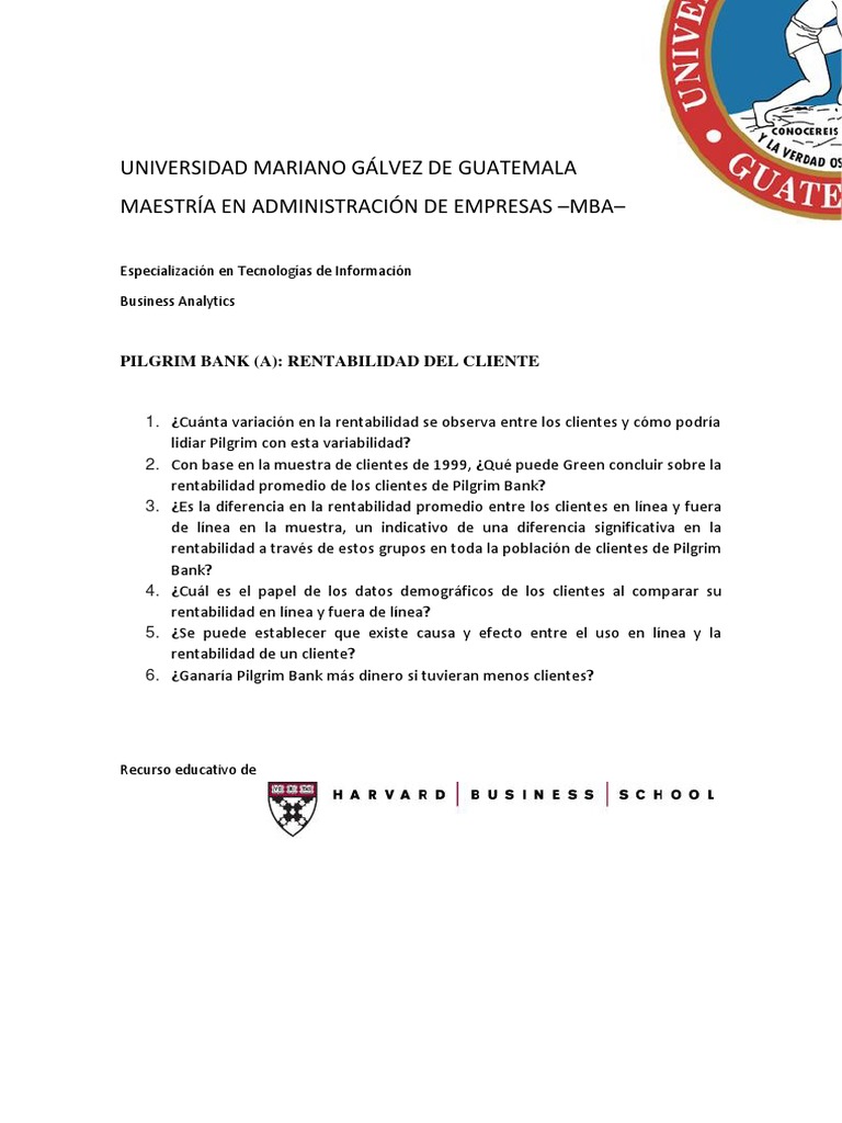 Rentabilidad del Cliente en Pilgrim Bank | PDF