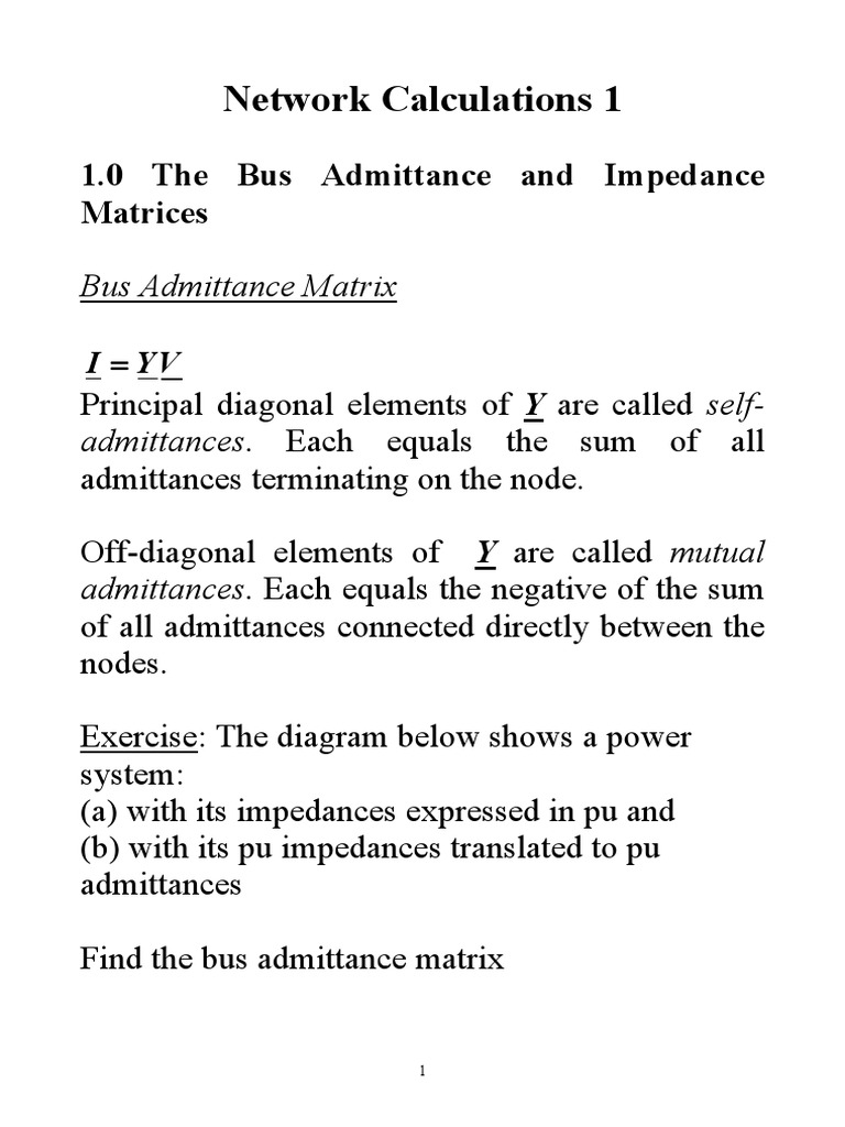 Network Calculations 1 | PDF | Matrix (Mathematics) | Electricity
