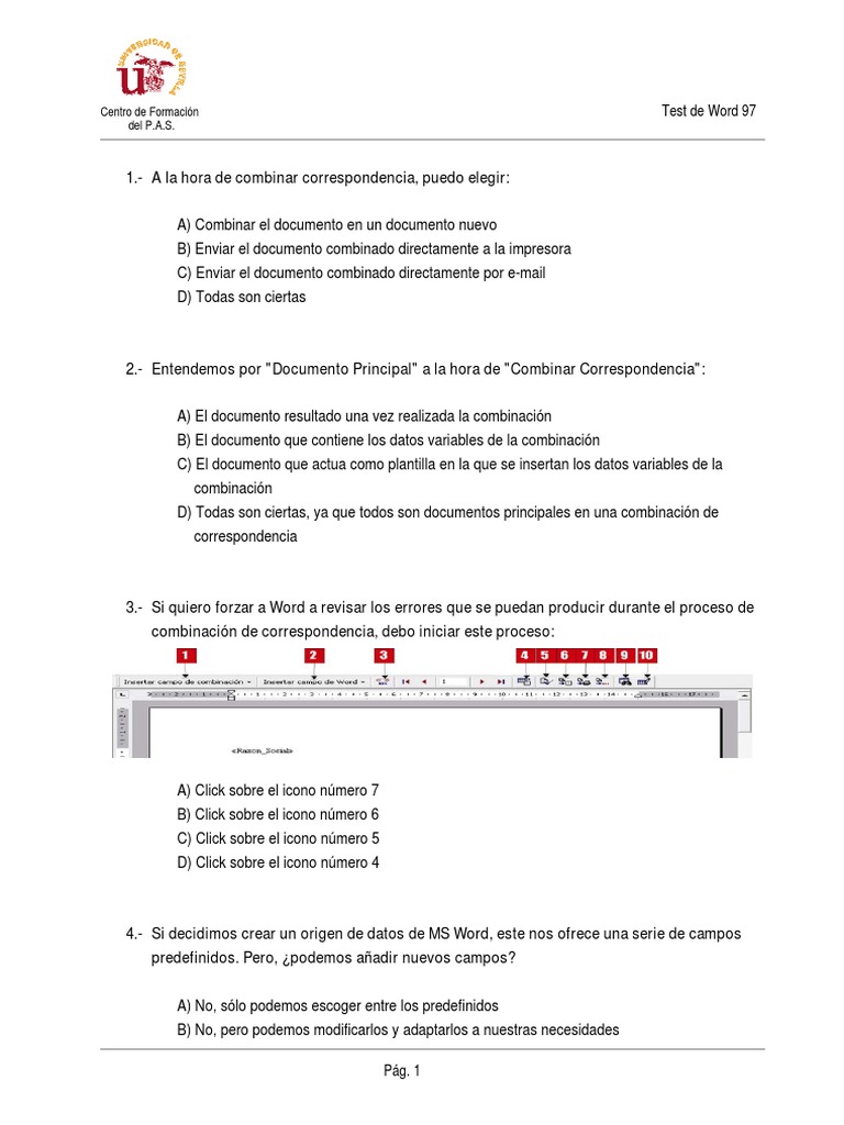 100 Test de Word 97 PDF | PDF | Tabla (base de datos) | Microsoft Word